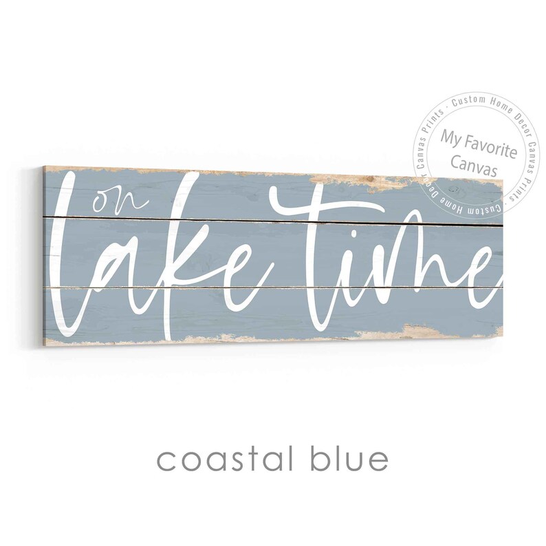 On Lake Time Sign, Rustic Canvas Wrap - Etsy