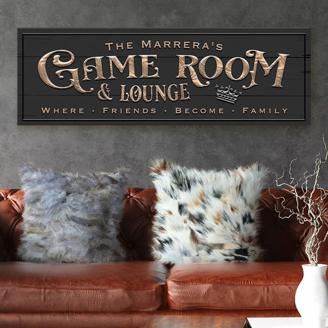 Game Room and Lounge Sign Personalized Canvas Print - Etsy