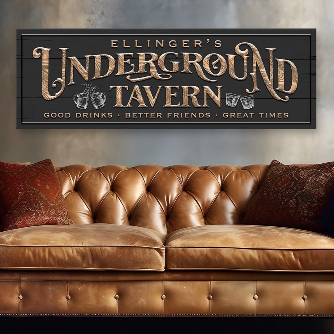 Underground Tavern Sign Basement Tavern Decor Canvas Print - Etsy