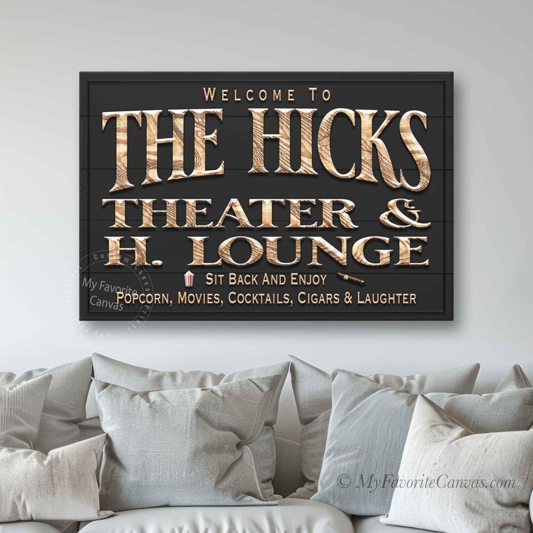 Personalized Name Theater & Lounge Sign Canvas Wrap - Etsy