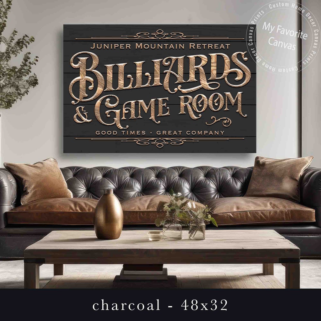 Billiards and Game Room Sign Canvas Print - Etsy