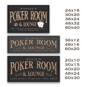Poker Room and Lounge Sign, Tilted Spade Canvas Wrap - Etsy