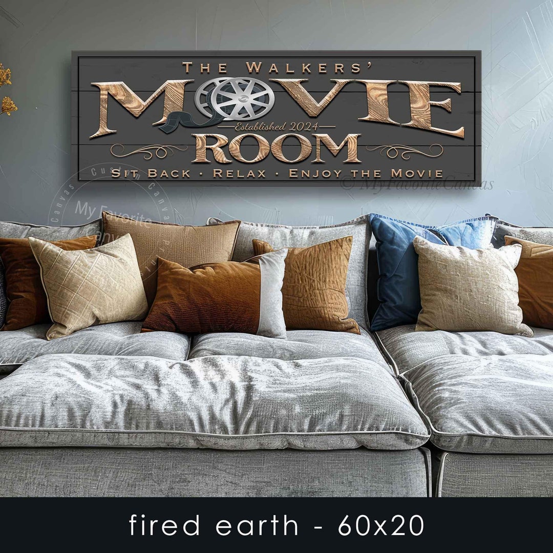 Movie Room Sign, Movie Lounge Sign canvas Wrap Print - Etsy