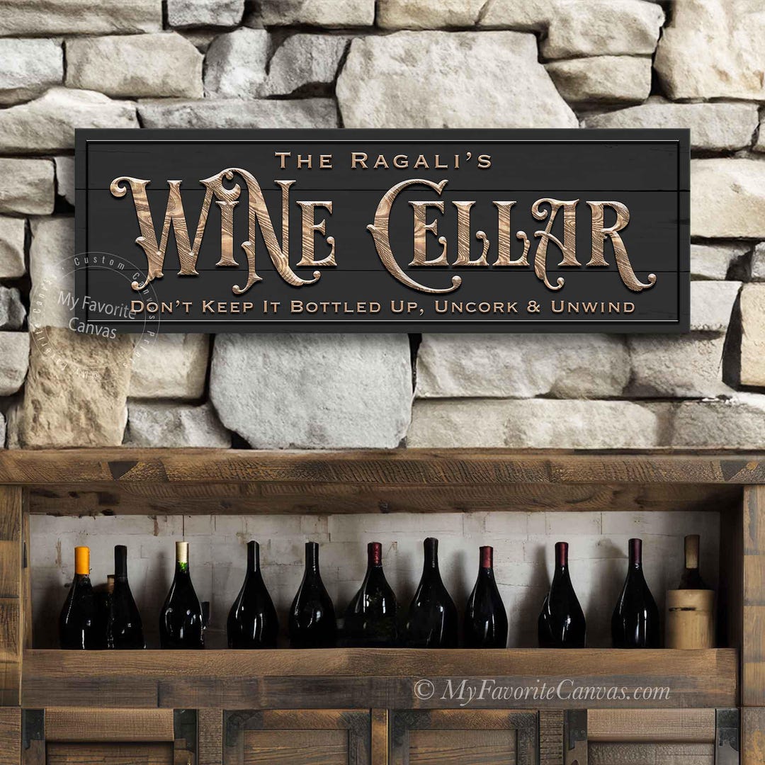 Wine Cellar Sign Ready-to-hang Hand-stretched Gallery Canvas Wrap Print ...