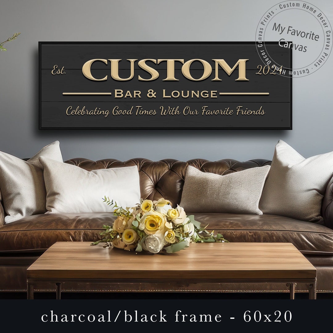 Framed Bar Sign Custom Lower Level Lounge Canvas Print - Etsy
