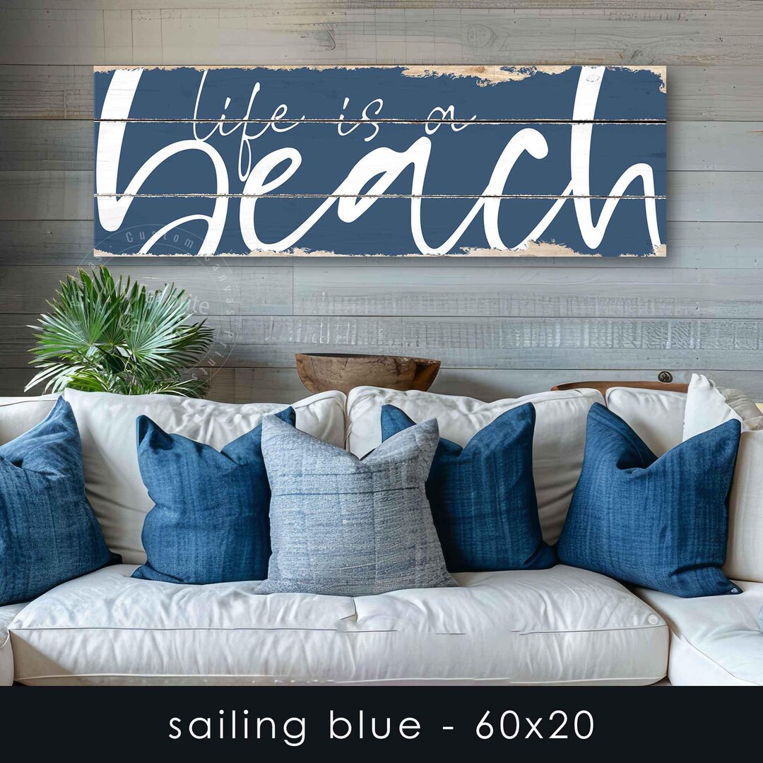 Life is a Beach Sign Rustic Canvas Print - Etsy