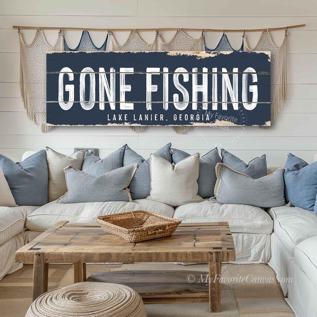 Gone Fishing Sign, Rustic Canvas Wrap - Etsy