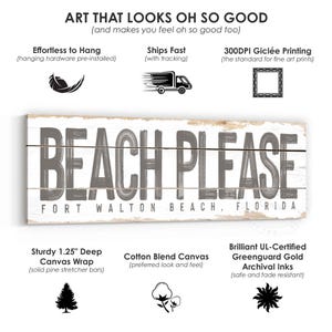 Beach Please Sign, Rustic Canvas Wrap - Etsy