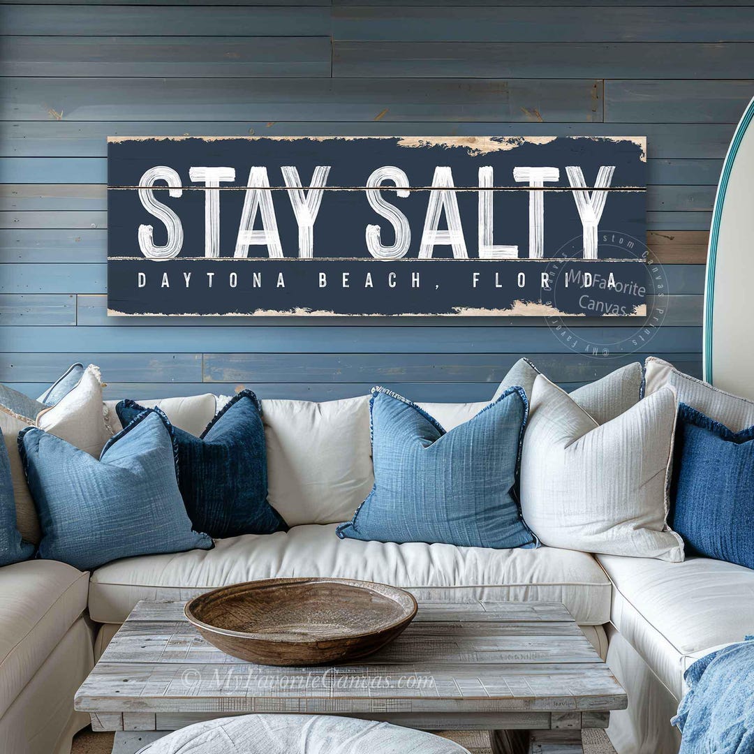 Stay Salty Sign, Personalized Rustic Canvas Wrap - Etsy
