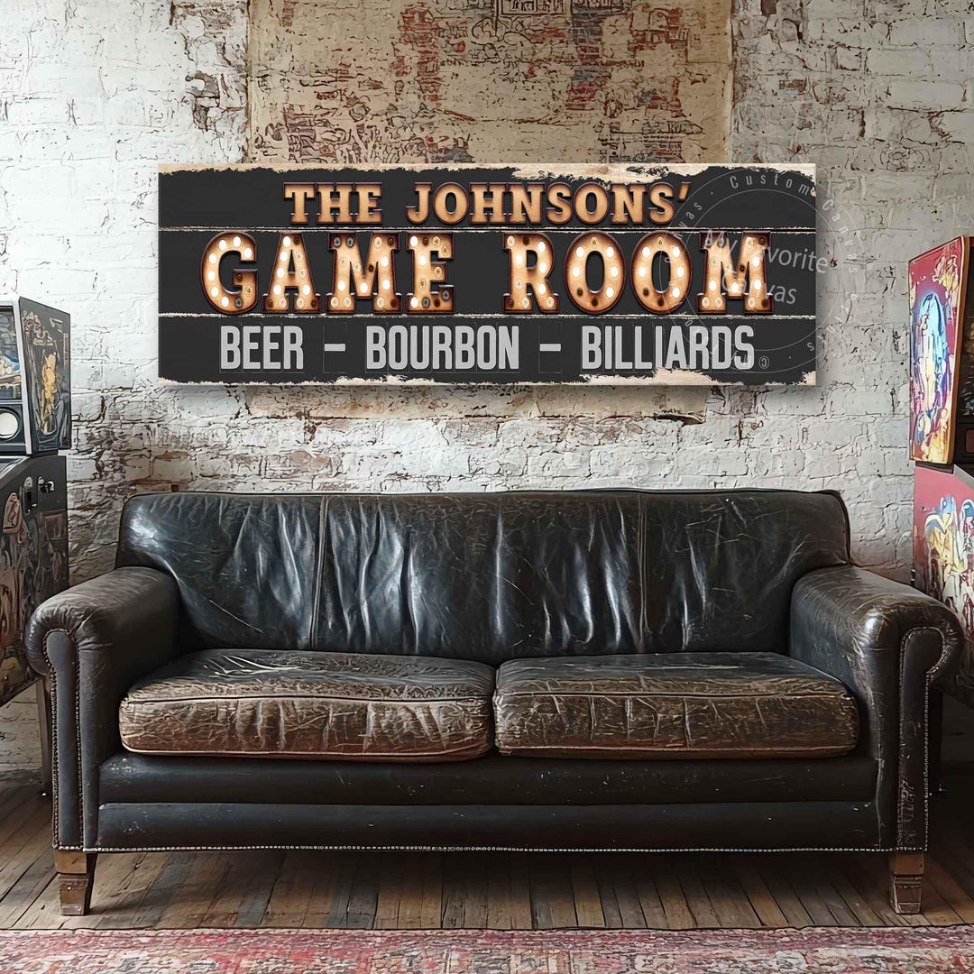 Retro Game Room Sign Personalized: Hand Stretched Canvas Print - Etsy
