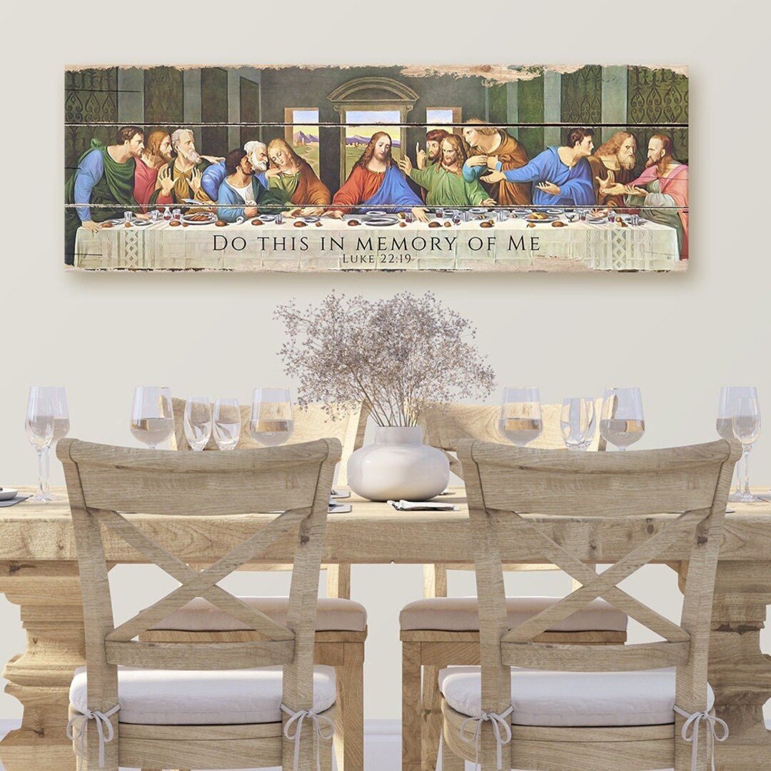 The Last Supper Sign Luke 22:19 Wall Decor rustic Canvas Print - Etsy