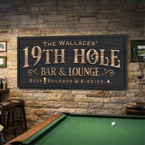 19th Hole Bar and Lounge Sign, Canvas Print - Etsy