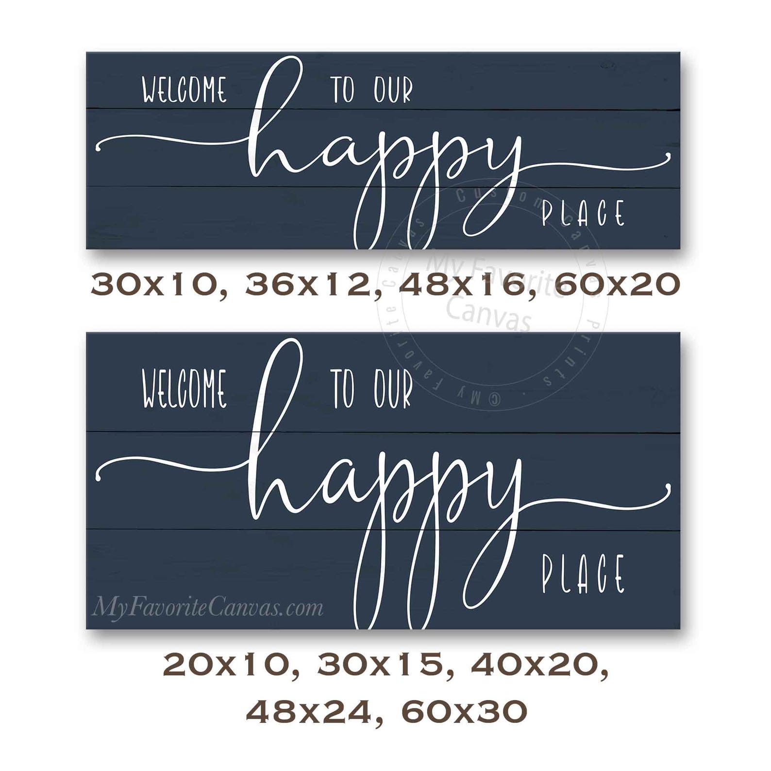 Welcome to Our Happy Place Sign, Canvas Wrap - Etsy