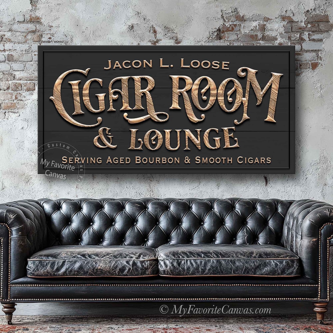 Cigar Room and Lounge Sign: Hand Stretched Canvas Wrap - Etsy