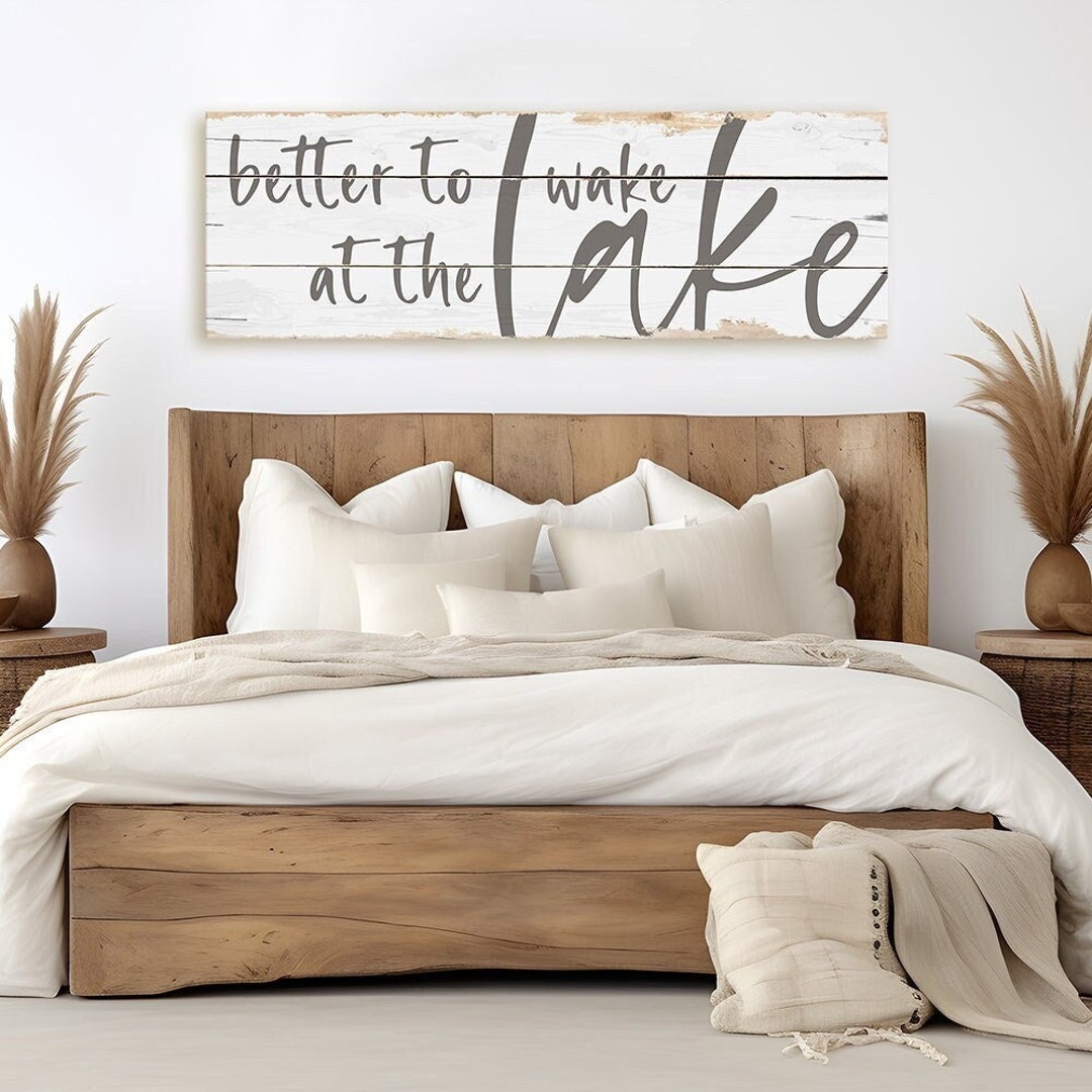 Better to Wake at the Lake Sign Rustic Canvas Print - Etsy