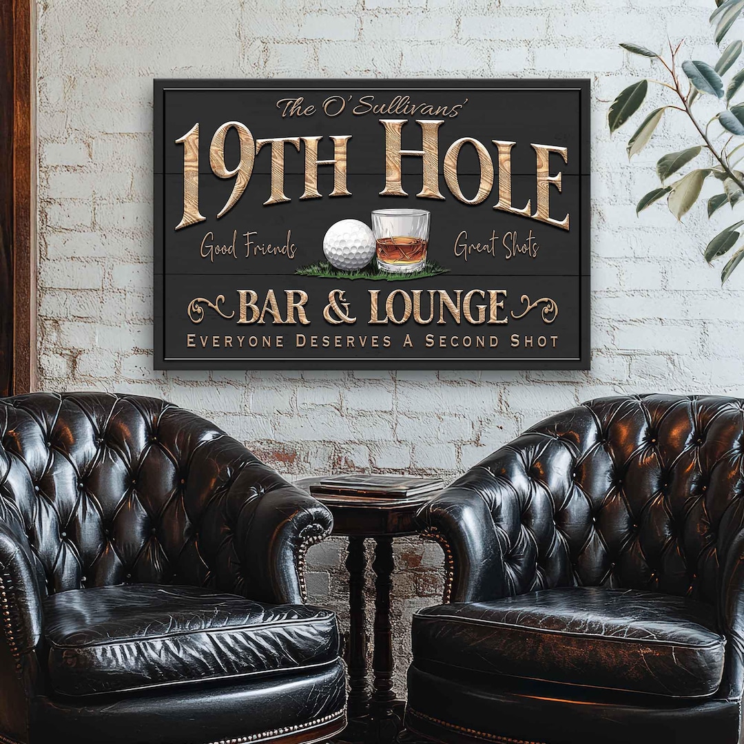 19th Hole Bar Sign, Custom Canvas Wrap - Etsy