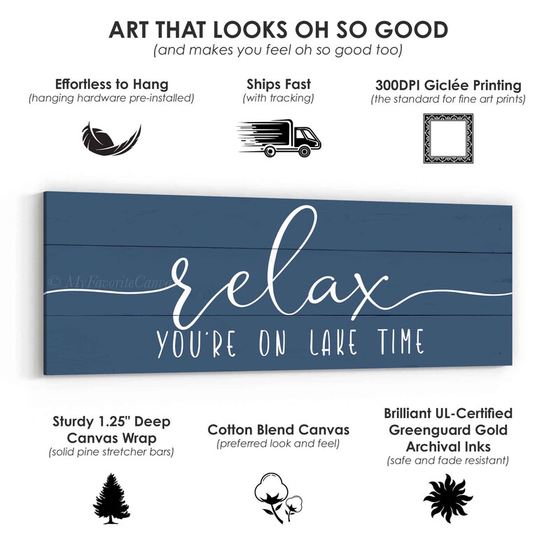 Relax You're on Lake Time Sign, Hand-stretched Canvas Wrap - Etsy