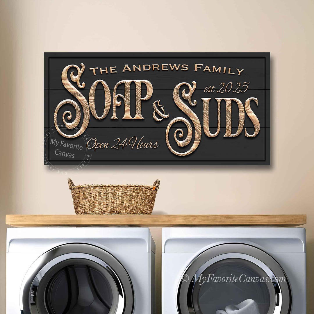 Soap and Suds Laundry Sign, Canvas Wrap - Etsy