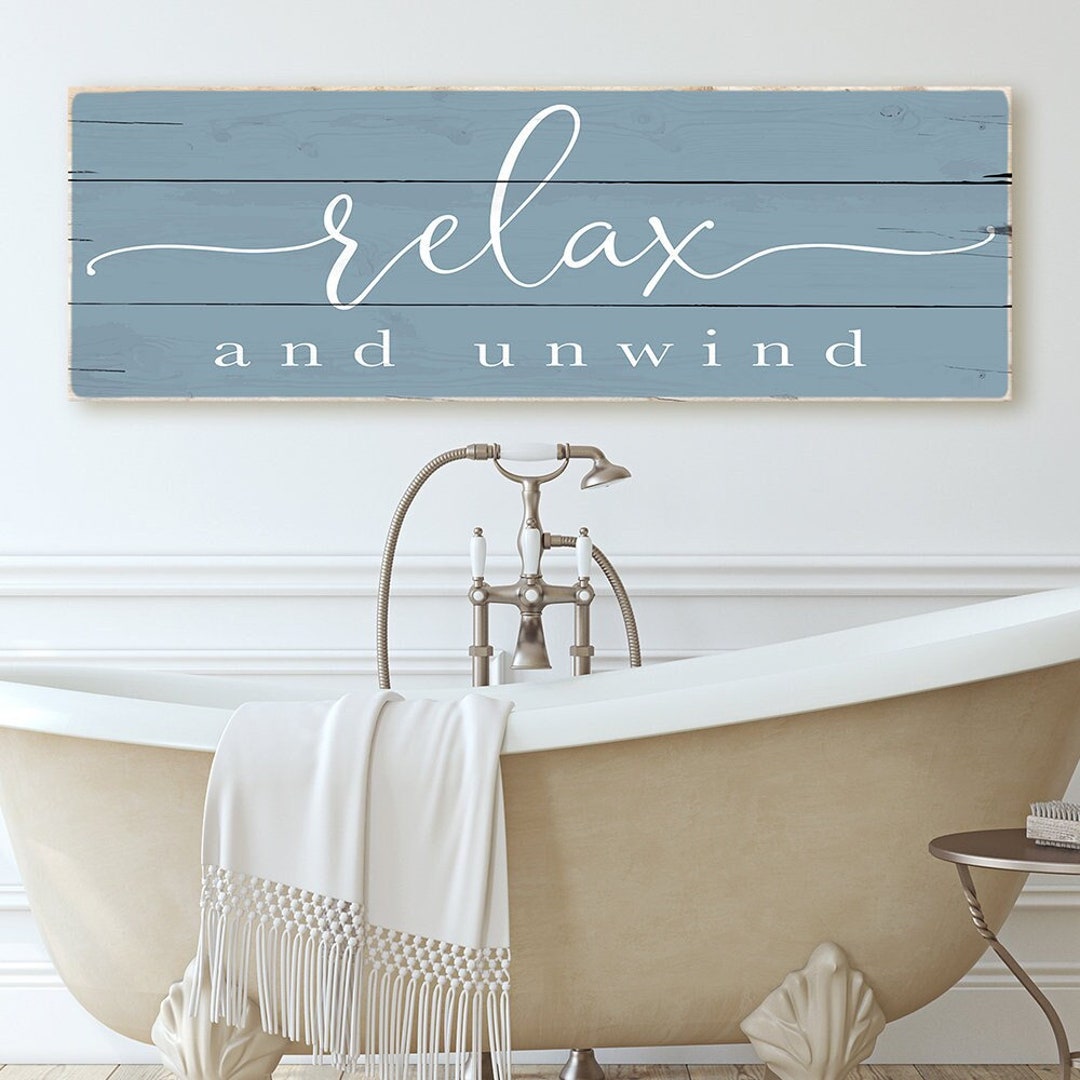 Relax and Unwind Sign Worn Edges Canvas - Etsy