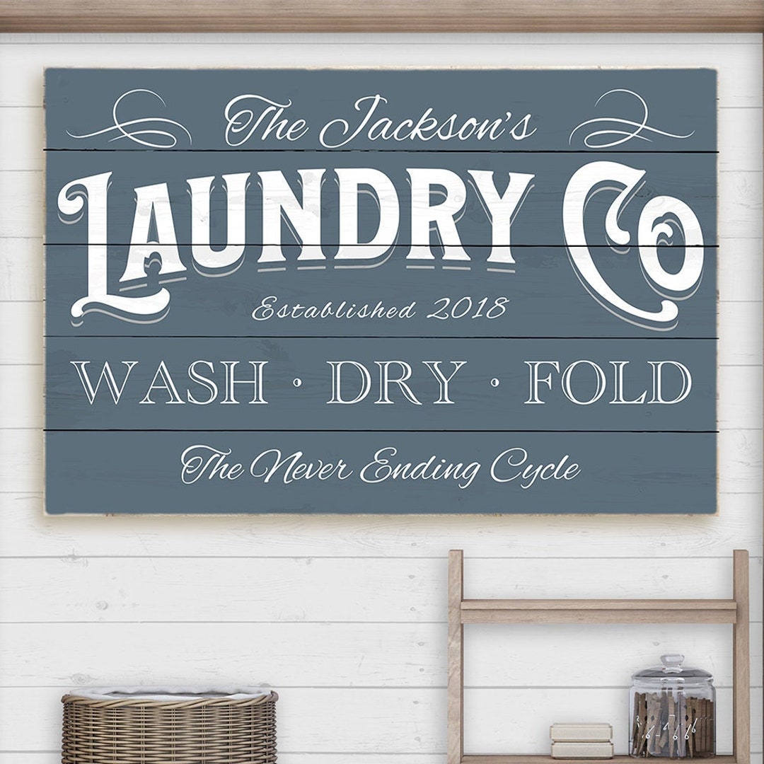 Wash Dry Fold Sign Laundry Co Room Sign Worn Edges Canvas Print - Etsy