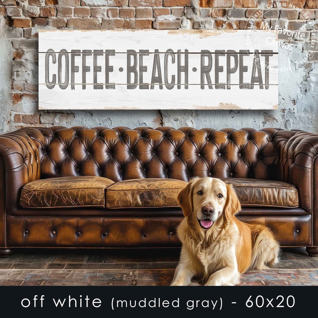 Coffee Beach Repeat Sign Beach House Coffee Bar Sign Rustic Canvas ...