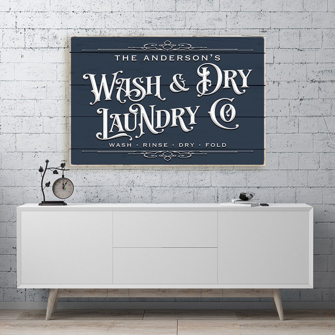Wash and Dry Laundry Company Sign Custom Laundry Room Sign Worn Edges ...