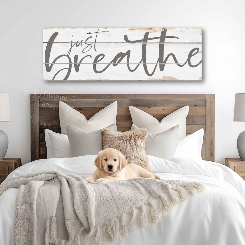 Just Breathe Sign, Rustic Canvas - Etsy