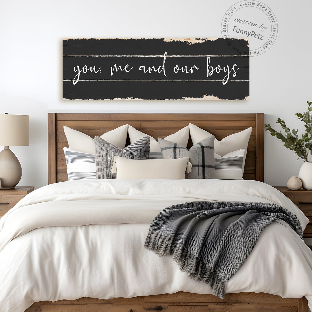 You, Me and the Boys Sign Rustic Canvas - Etsy