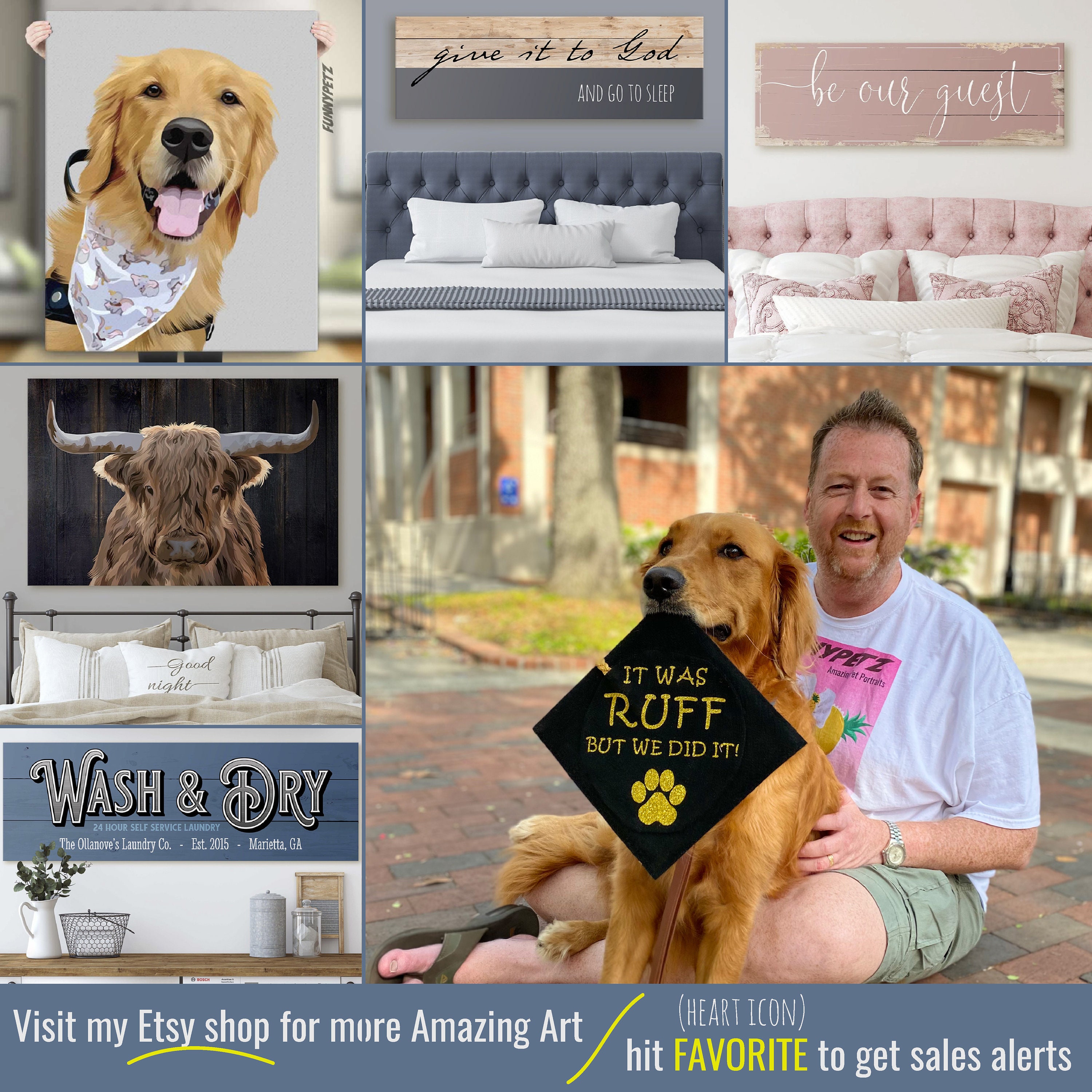 Art & Collectibles Personalized Labradoodle Painting Custom Golden ...