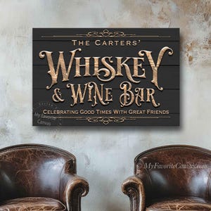 Whiskey and Wine Bar Sign, Canvas Wrap - Etsy