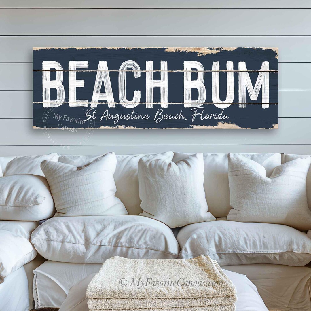 Beach Bum Sign Rustic Ready-to-hang Hand-stretched Gallery Canvas Wrap ...