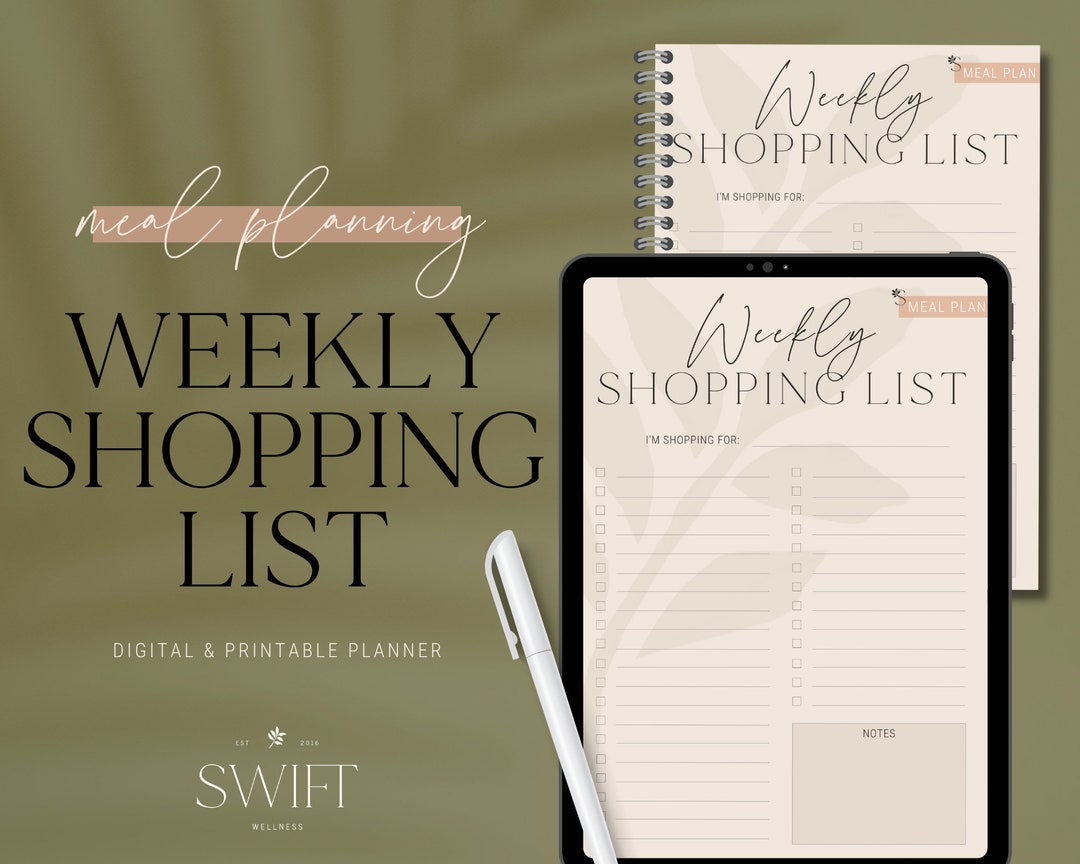 Weekly Shopping List | Printable Planner | Meal Plan | to Do List ...