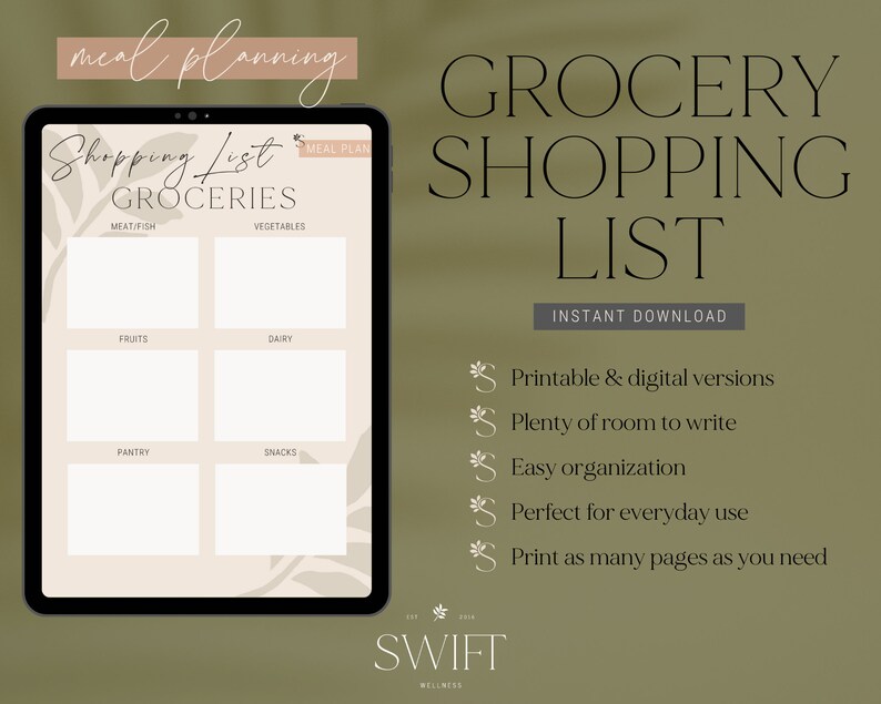 Weekly Grocery List | Printable Planner | Meal Plan | to Do List ...