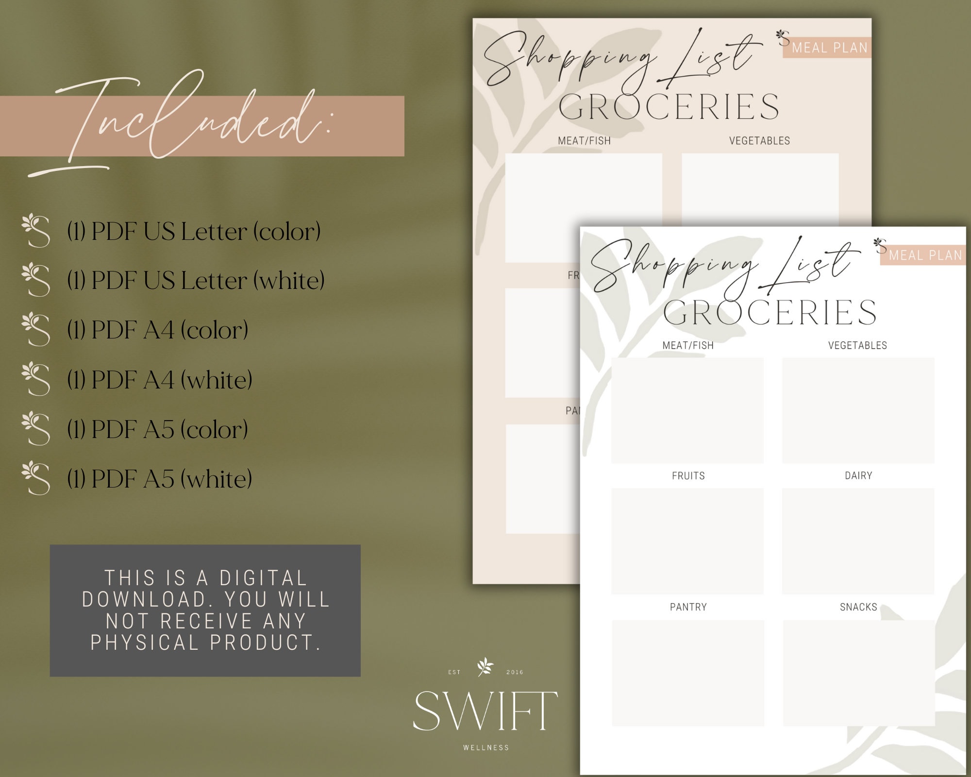 Weekly Grocery List | Printable Planner | Meal Plan | to Do List ...
