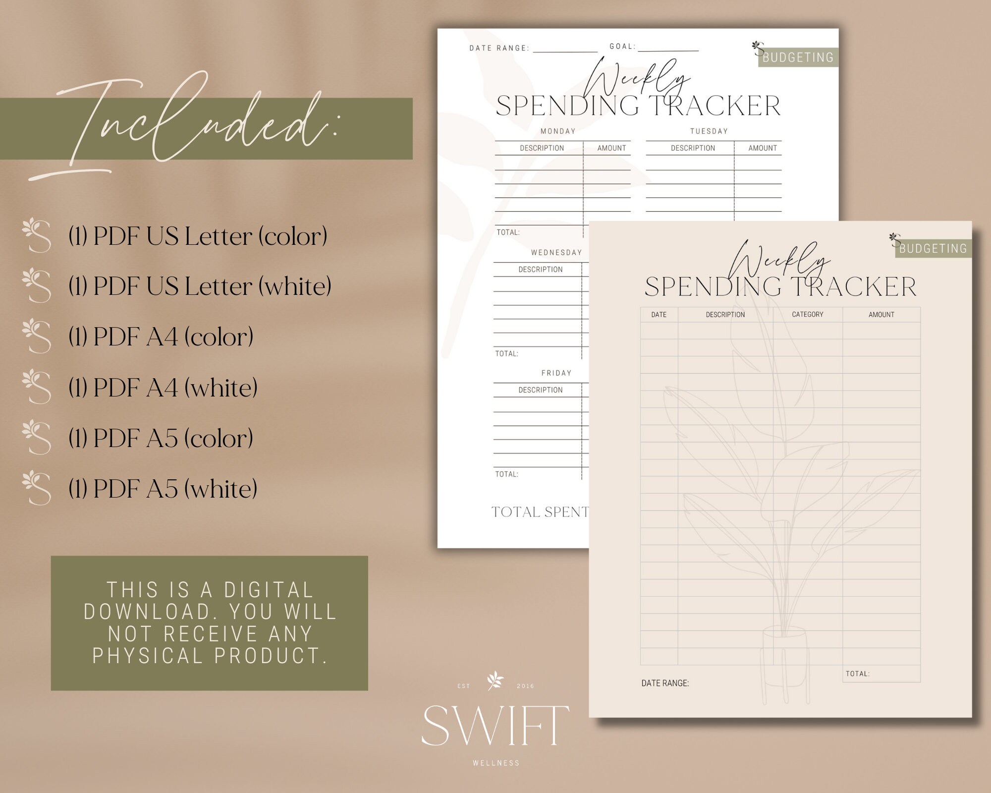 Weekly Spending Tracker Printable Planner Expense Plan to Do List ...