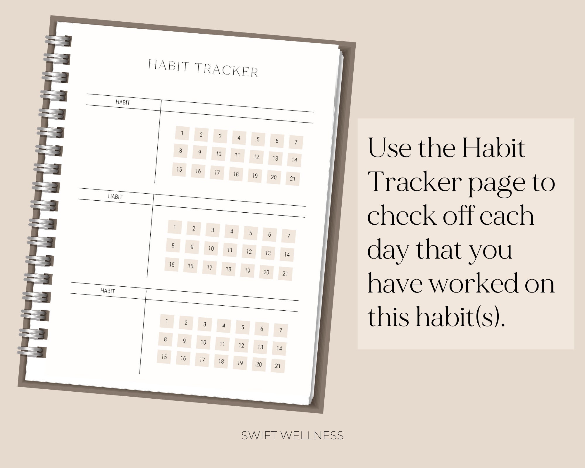 PRINTABLE 21 Day Habit Tracker Planner 100 Pages Customizable Goodnotes ...