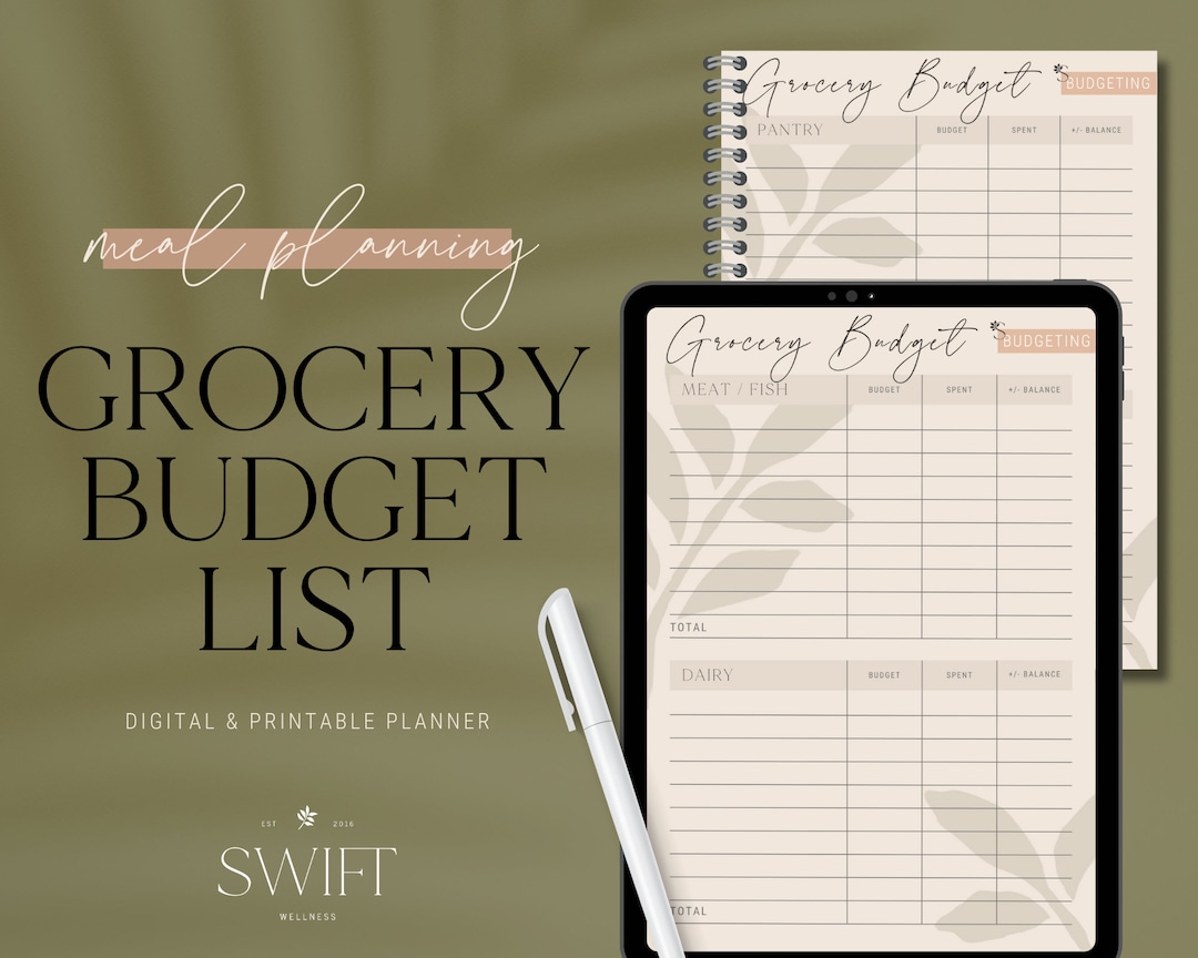 Grocery Budget List | Printable Planner | Meal Plan | Budgeting ...