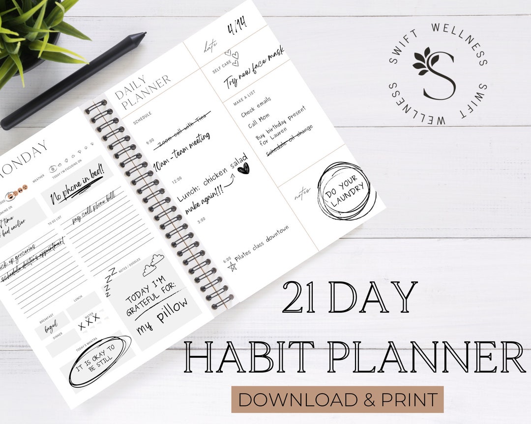 PRINTABLE 21 Day Habit Tracker Planner 100 Pages Customizable Goodnotes ...