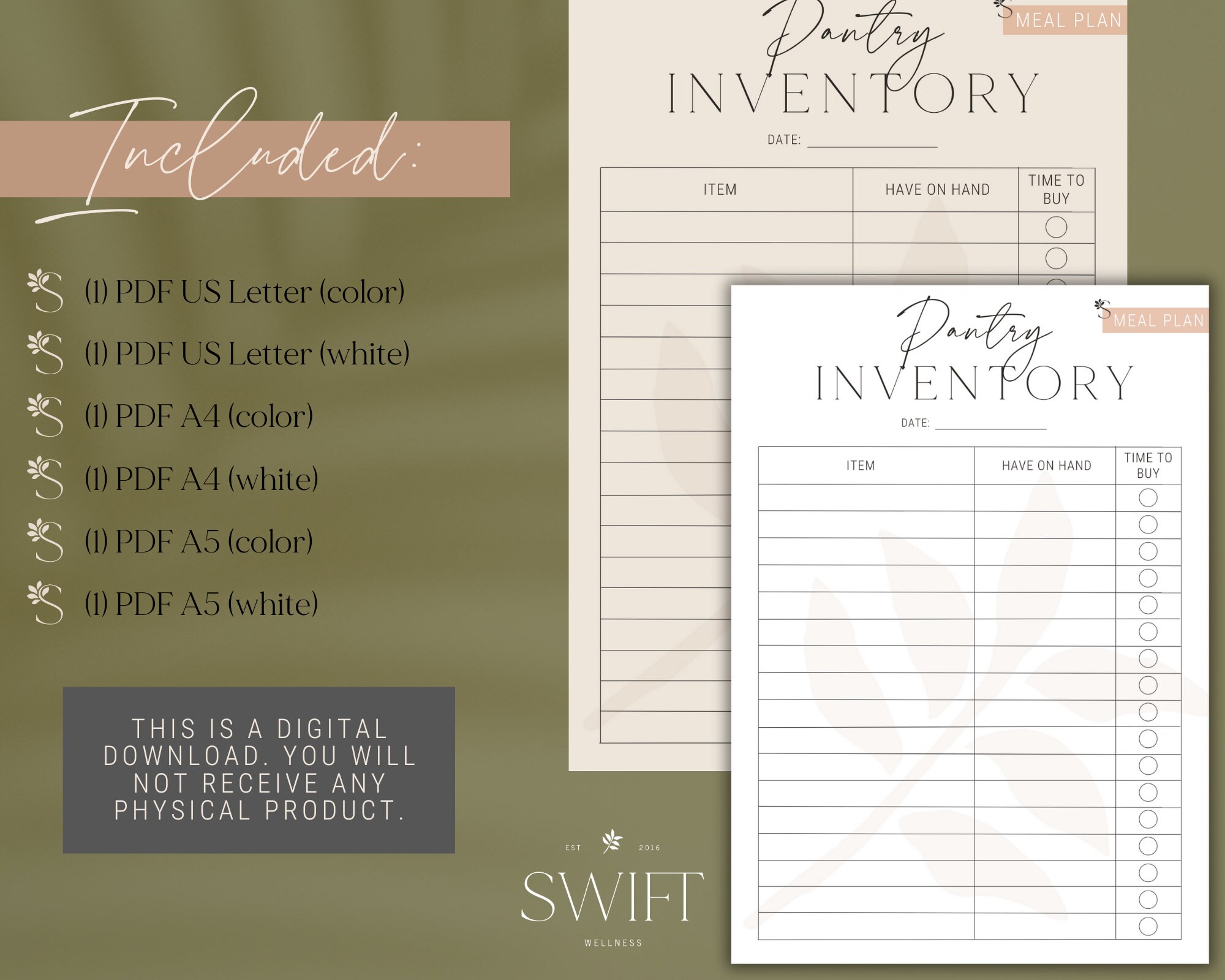 Pantry Inventory Sheet | Printable Planner | Meal Plan | Budgeting ...