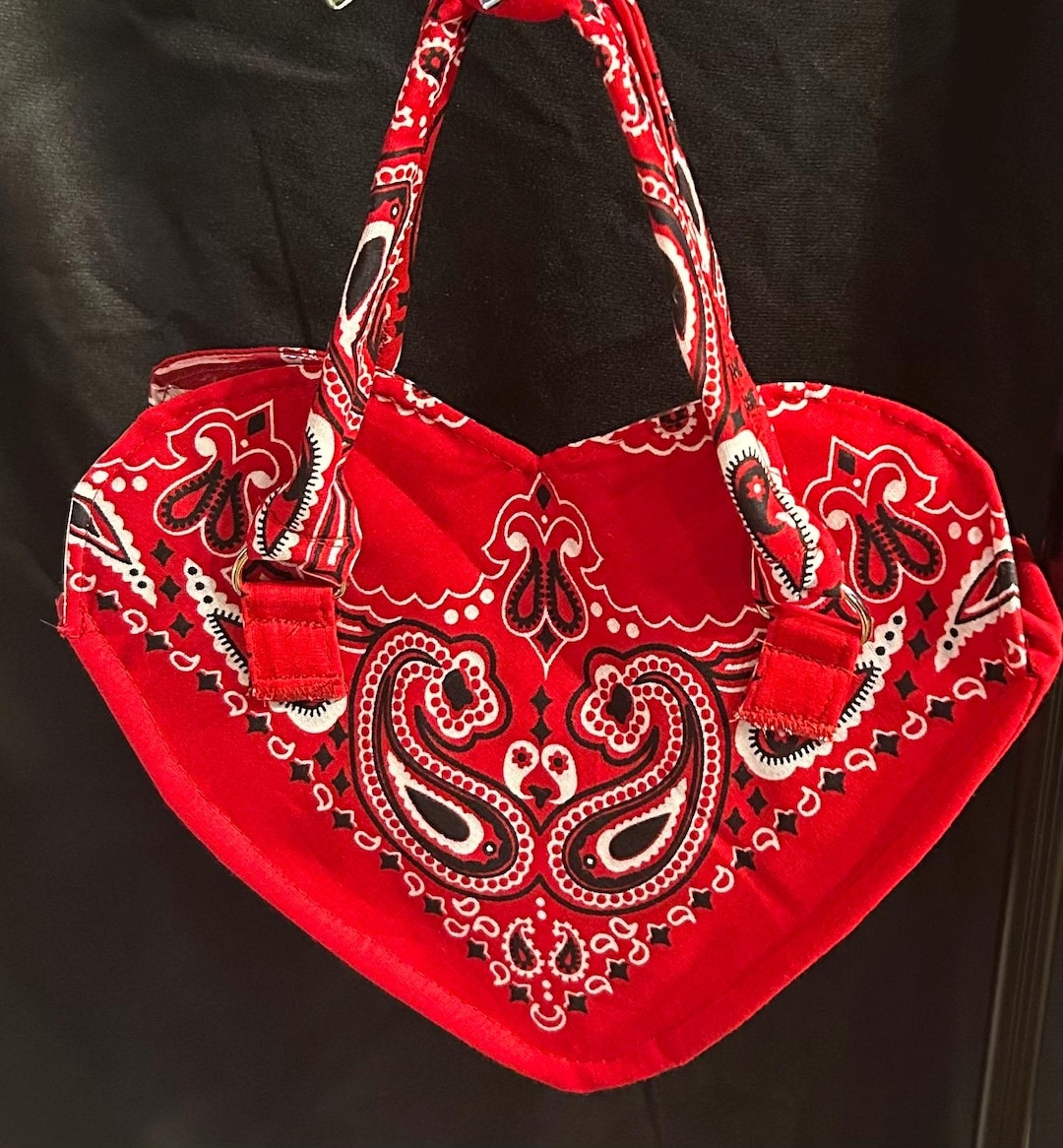 Red Bandana Heart Bag - Etsy