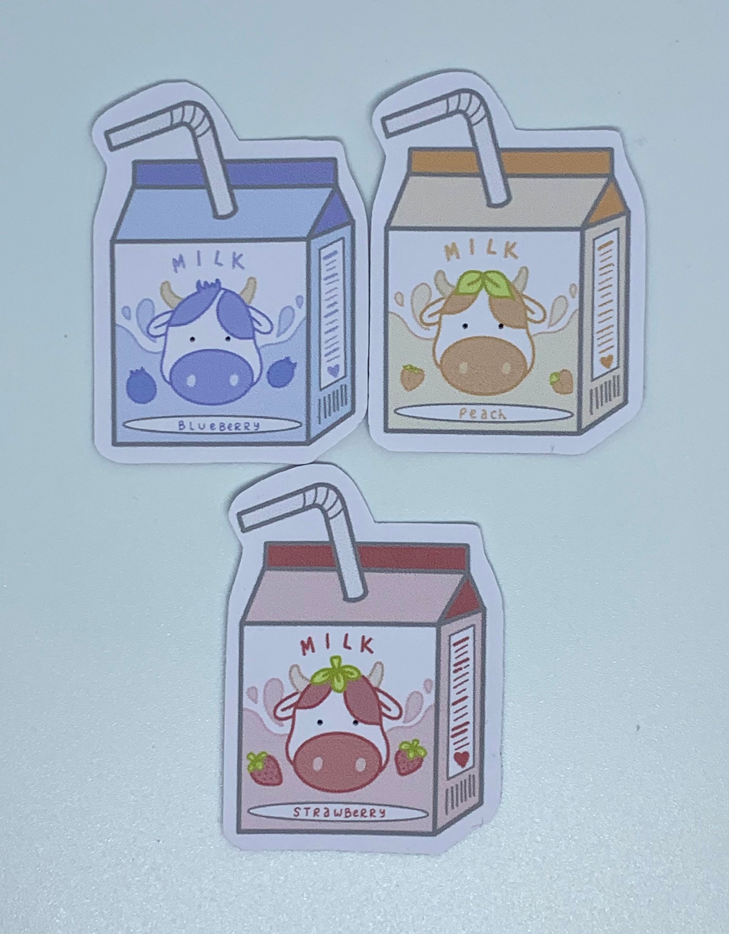 Strawberry cow milk sticker pack peachy cow blueberry cow | Etsy