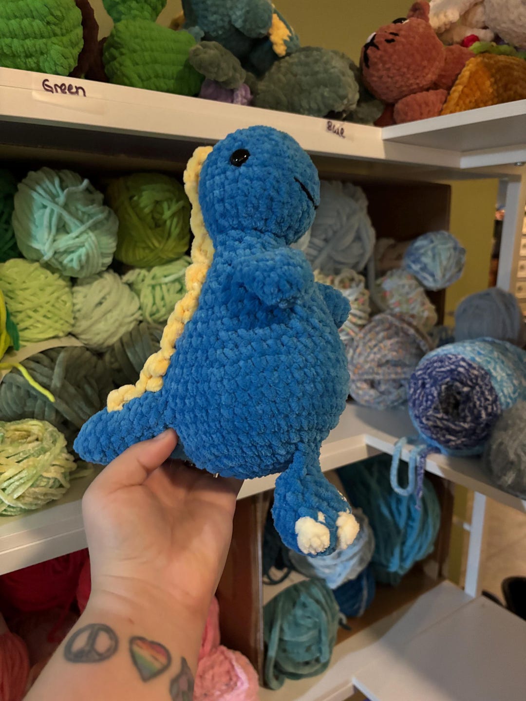 Crochet Dinosaur Plushie: Handmade Chenille Yarn Stuffed Animal - Etsy