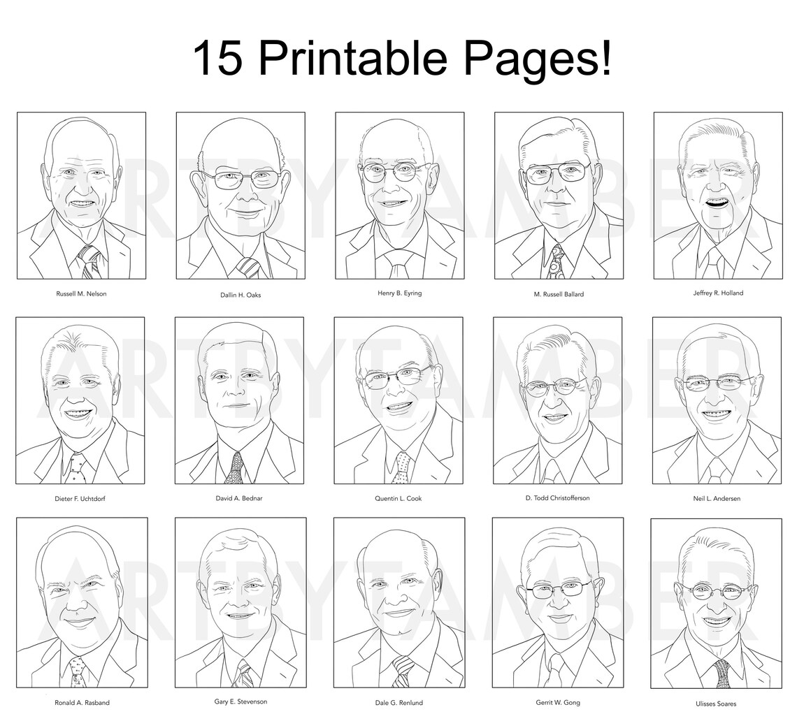 LDS Church Leaders Printable Coloring Book - Etsy