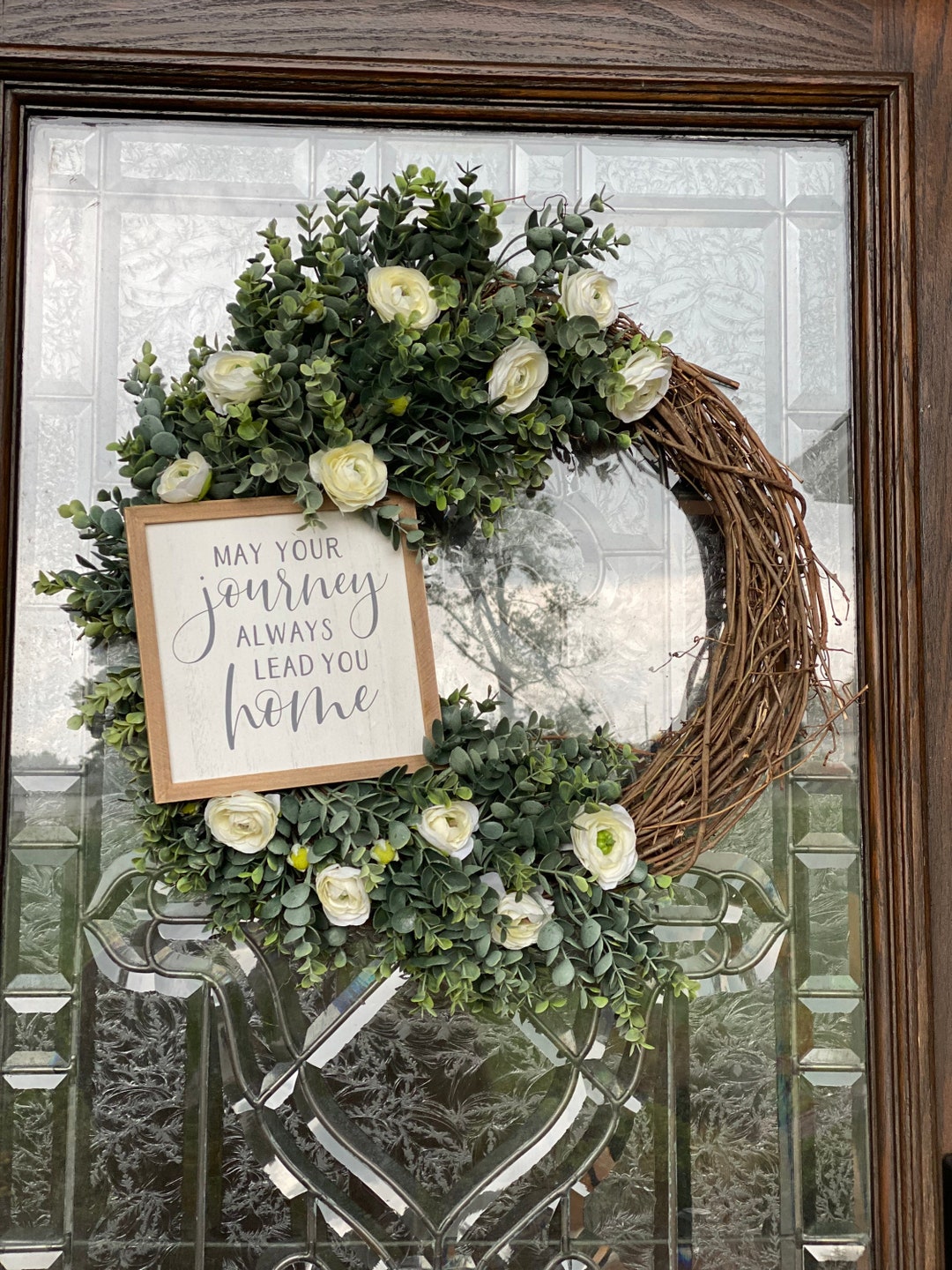 Farmhouse Grapevine Wreath, Country Wreath, Floral Wreath, Welcome ...