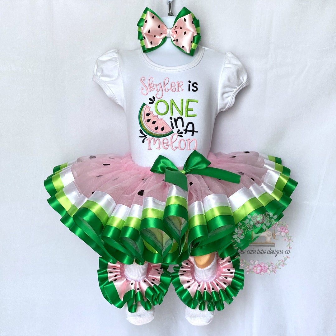 Watermelon Birthday Tutu Outfit: Embroidered "one in a Melon" Shirt - Etsy