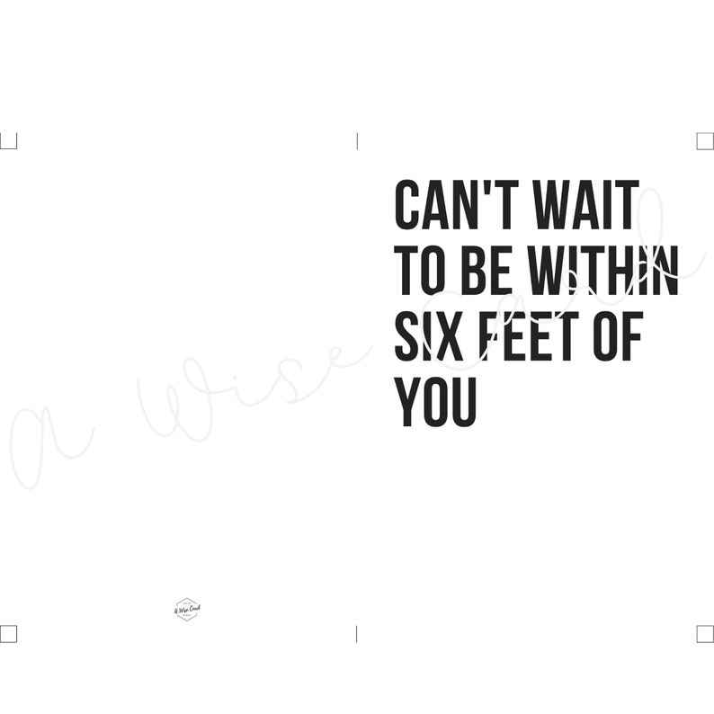 Printable Social Distance Card Blank Inside can't - Etsy