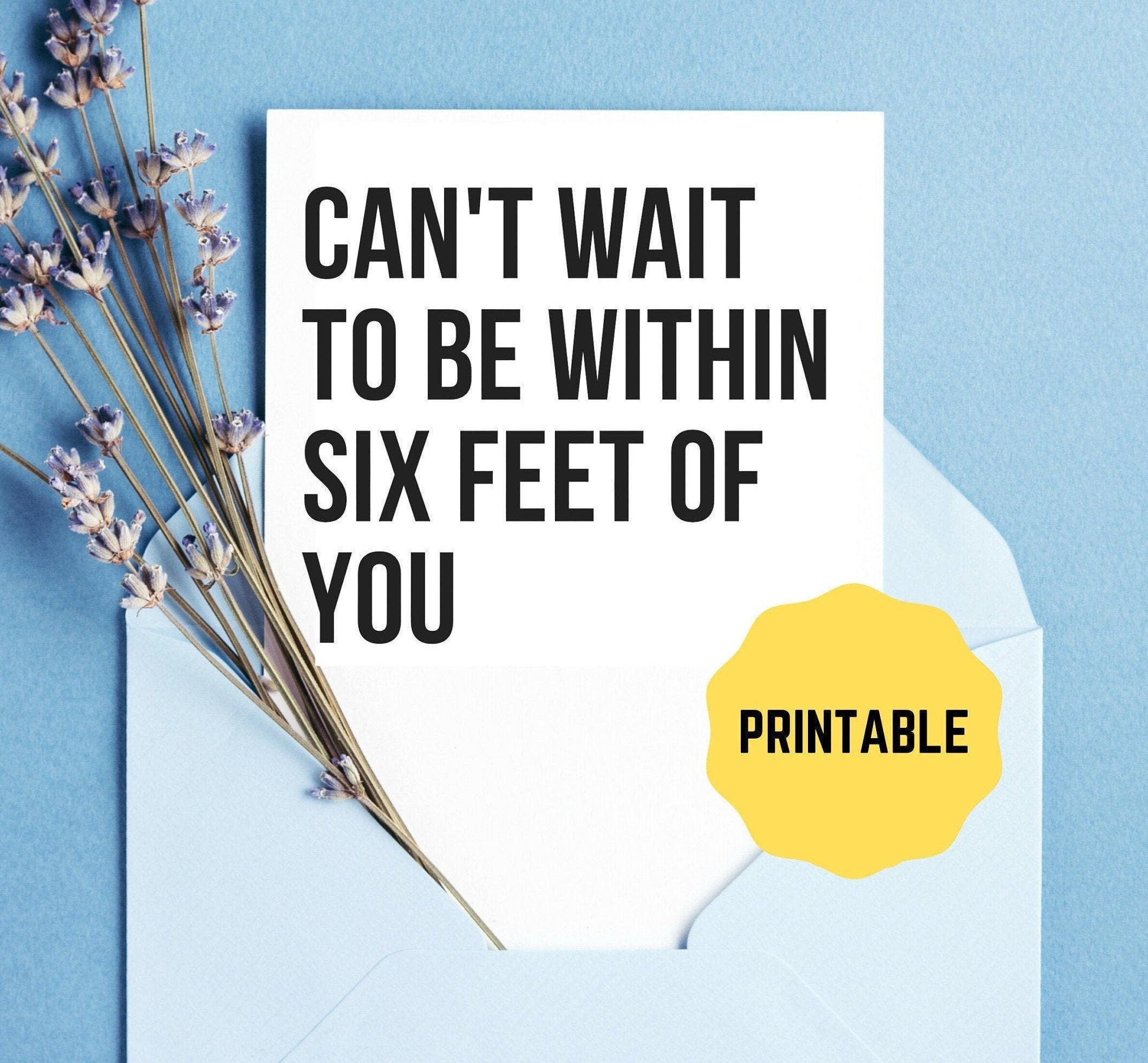 Printable Social Distance Card Blank Inside can't - Etsy