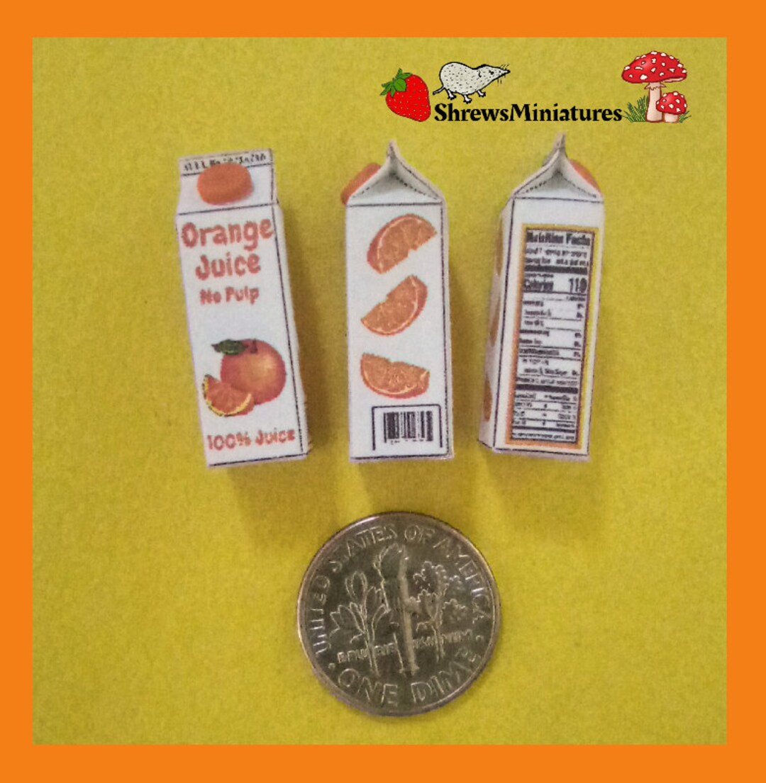 Miniature Carton of Orange Juice 1:12 Scale - Etsy