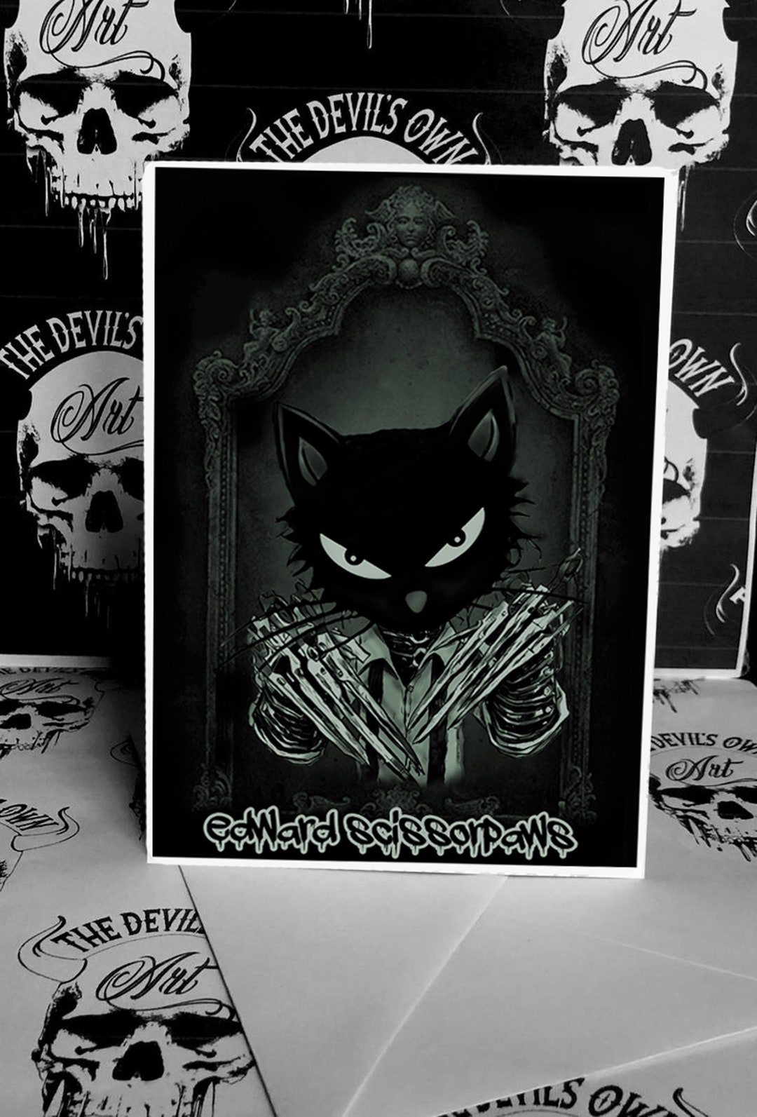 Edward Scissorpaws Greetings Card Tim Burton Cat - Etsy