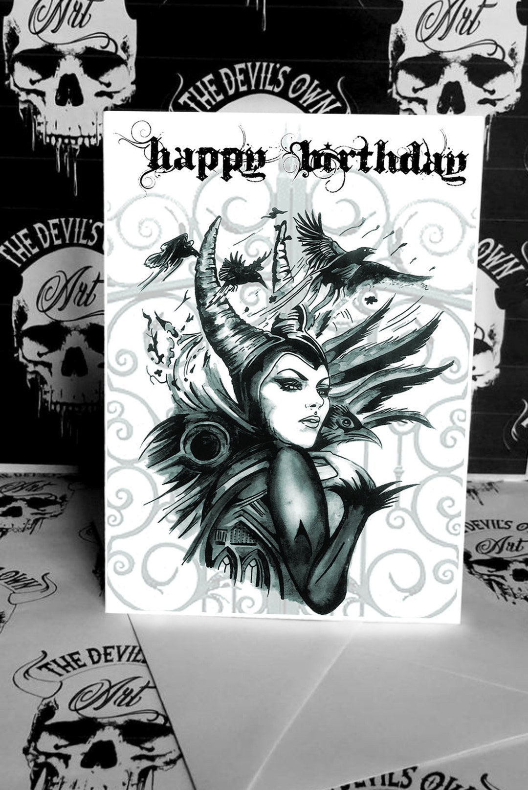 Gothic Birthday Greetings Card Birthday Card Spooky Maleficent - Etsy